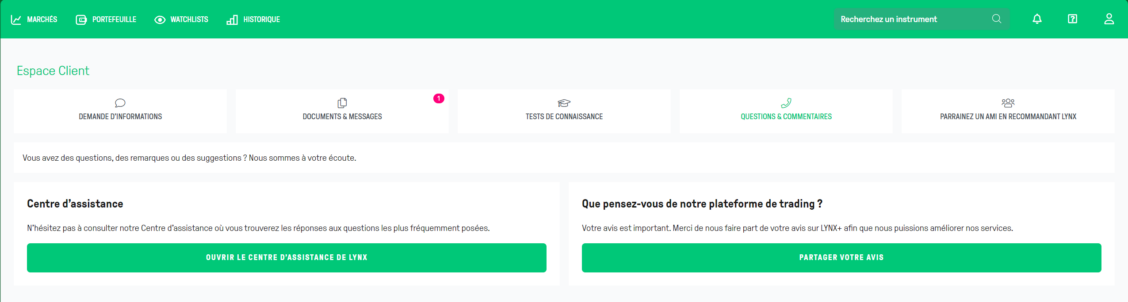 Espace Client | Centre d'Assistance | LYNX Broker